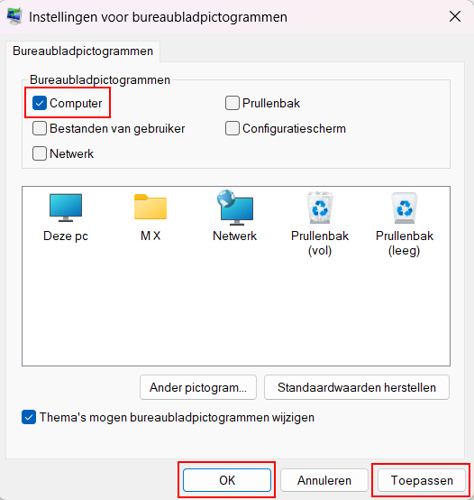 “Deze pc” pictogram op je bureaublad weergeven in Windows 11