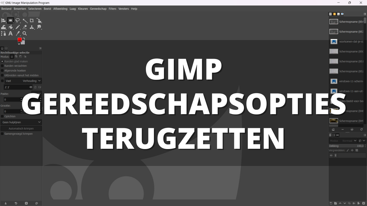 GIMP gereedschapsopties terugzetten (stap voor stap)